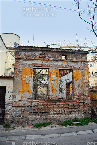 View on a remains of the house in the street - Davidova in the city of ...