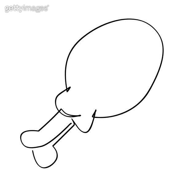simple vector sketch chicken leg, line art, outline, continous ...