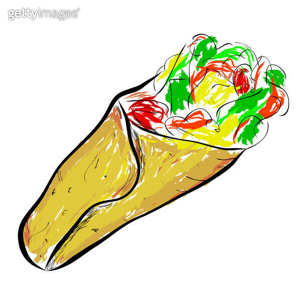 kebab, turkish traditional food simple hand draw doodle sketch ...