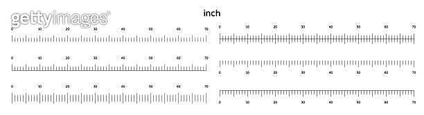 Measure scale, horizontal meter from 0 to 70 inch, markup for ruler ...