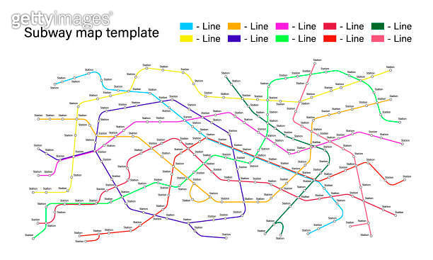 Subway metro map template. Sity transportation plan - metro, train or ...