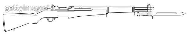Vector illustration of the M1 Garand rifle with M1905 bayonet on the ...