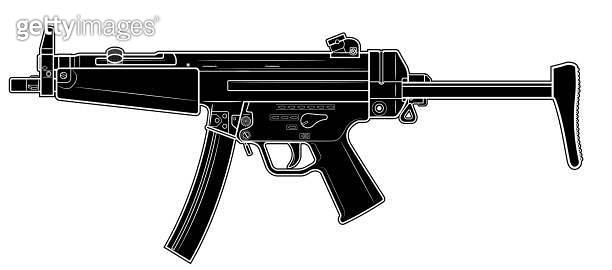 Vector illustration of the MP5 machine gun with unfolded stock on the ...