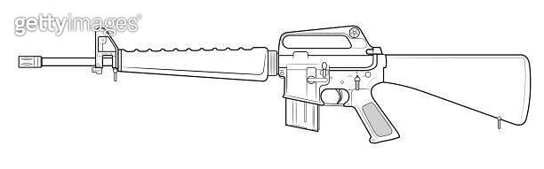 Vector illustration of M16 assault carbine. Left side (1698518734) - 게티 ...