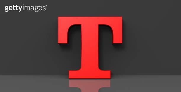 T letter red capital letter sign 3d rendering graphic illustration 이미지 ...