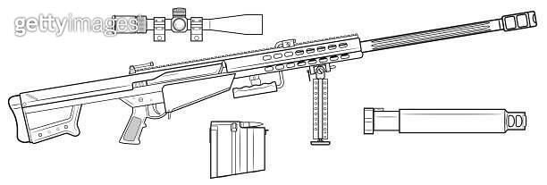 Vector illustration of the Barret M82 semi-automatic anti-materiel ...
