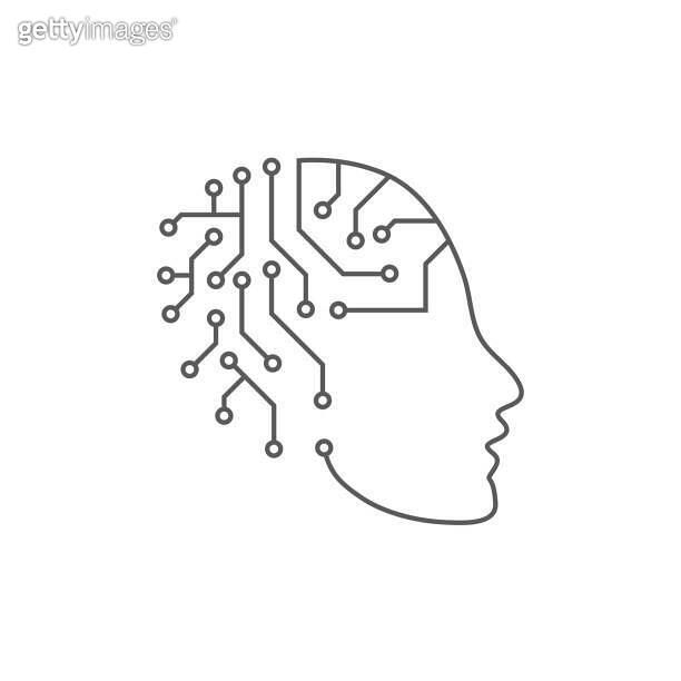 Artificial intelligence. Abstract geometric Human head outline with ...