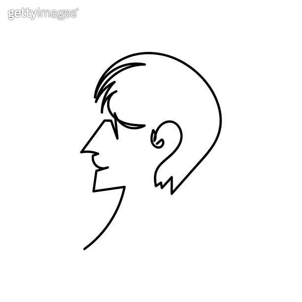 One line drawing abstract man face. Side view sketch. Young man with ...