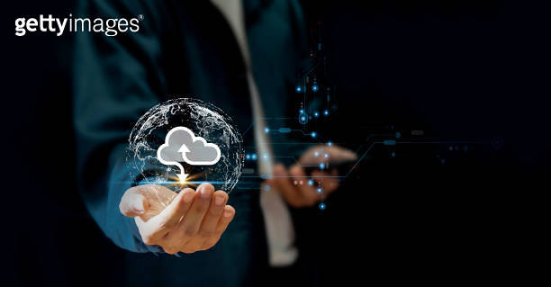 cloud computing shown in hand cloud technology data storage, data ...