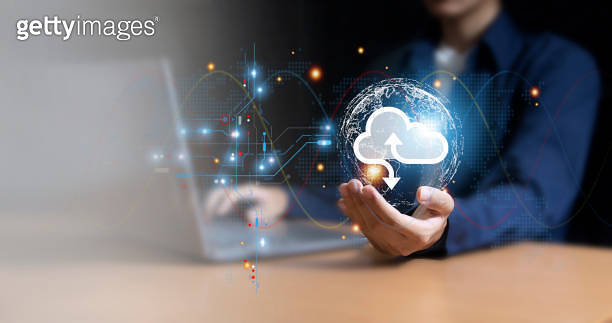 cloud computing shown in hand cloud technology data storage, data ...
