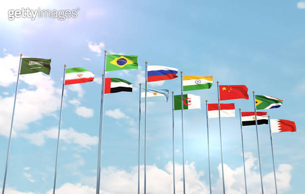 Flags of BRICS and Applicant Countries, Including Brazil, Russia, India ...