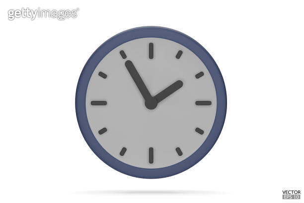 Pastel blue watch isolated on white background. 3D Round clock icon ...