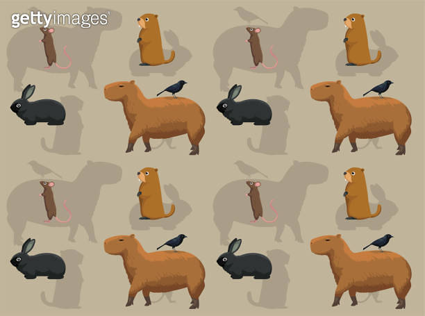 Animal Rodent Capybara Rabbit Rat Marmot Cartoon Seamless Wallpaper ...