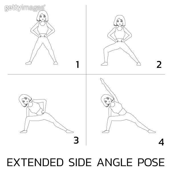 Extended Side Angle Pose Yoga Manga Tutorial How Cartoon Vector ...