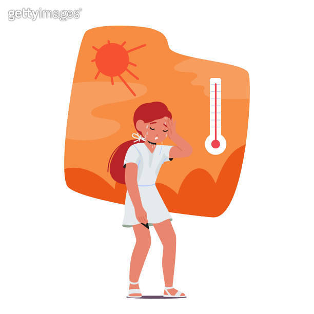 Little Girl Character Crying And Sweating Profusely Due To The ...