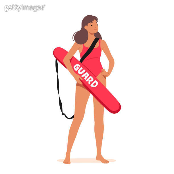 Experienced Female Lifeguard Character Ensuring Safety, Vigilance ...