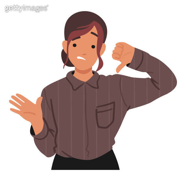 Displeased Female Character. Woman Face Contorted In Disapproval As She ...