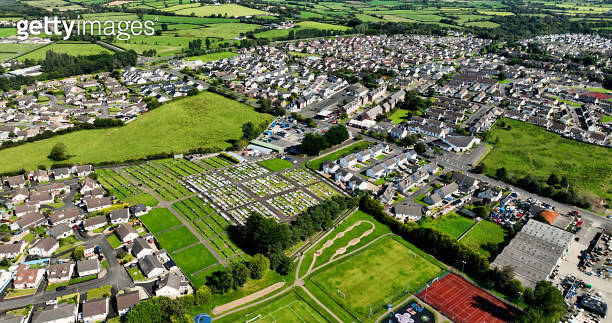 Aerial photo of Ballymoney Cemetery Co Antrim Northern Ireland 이미지 ...