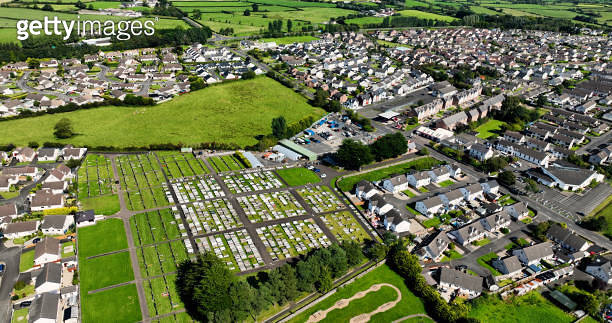 Aerial photo of Ballymoney Cemetery Co Antrim Northern Ireland 이미지 ...
