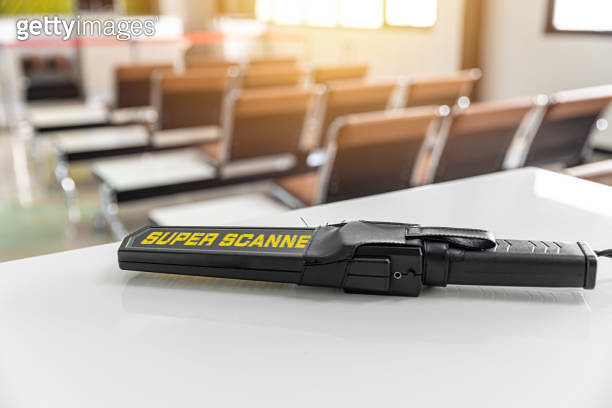 closeup metal detector weapon bomb scanner tool for security use in ...
