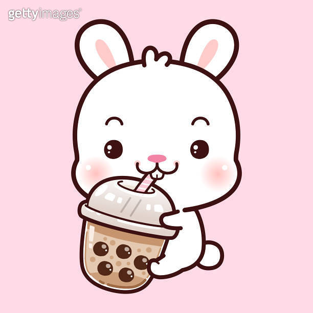 Cute Little Rabbit Drinking Boba Tea 이미지 (1488113312) - 게티이미지뱅크