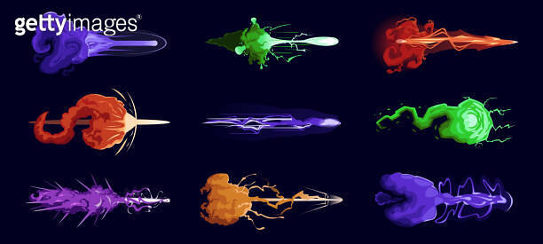 Vfx gun effect. Space weapon shot, blaster, laser, beam gun, plasma ...