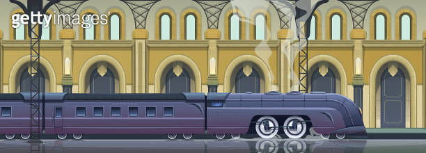 Railway station building, art deco architecture of the early 20th ...