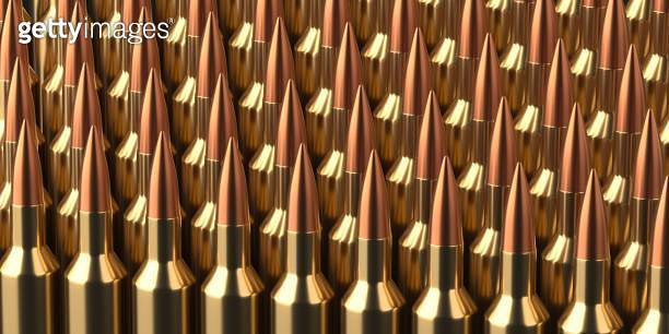 Rifle bullets ammunition background. Military technology banner 이미지 ...
