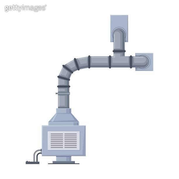 Ventilation pipe vector. Vent, metal air ducts, tube for factories, air ...