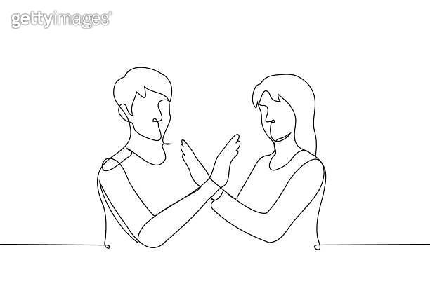 man and woman sit next to each other with their arms crossed - one line ...