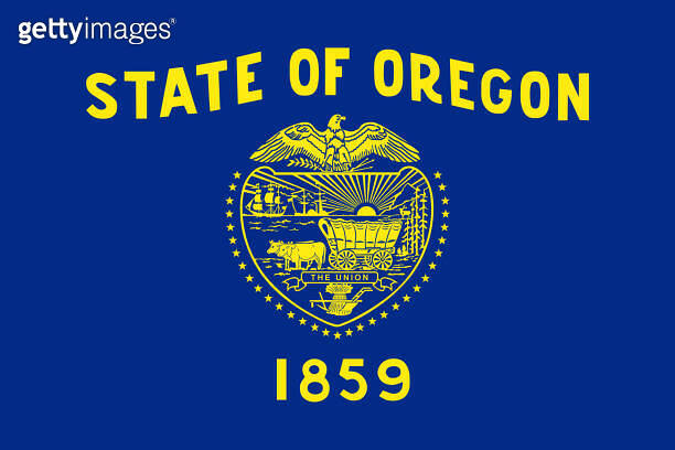 The official current flag of USA state Oregon. State flag of the state ...
