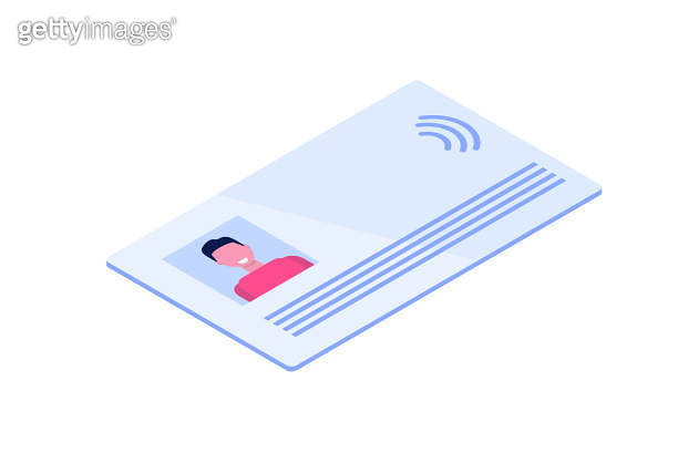 Wireless key card. Access control card isometric icon. Vector ...