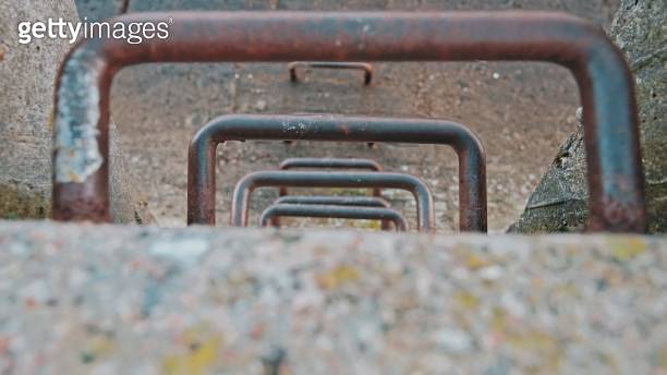 Metal Rebar Steps Ladder Pemanently Fixed To Concrete Wall 이미지 ...