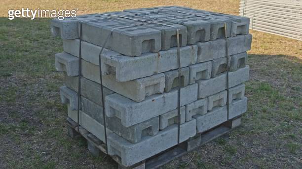 Stack of Heavy Concrete Blocks used as Counterweight for Metal ...
