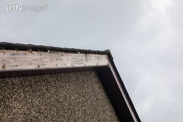 Storm damage to the plastic cladding freefoam - wind stripping off the ...