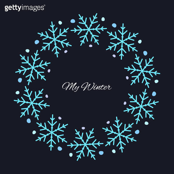 Snowflakes, round frame. Winter, Christmas pattern, delicate decoration ...