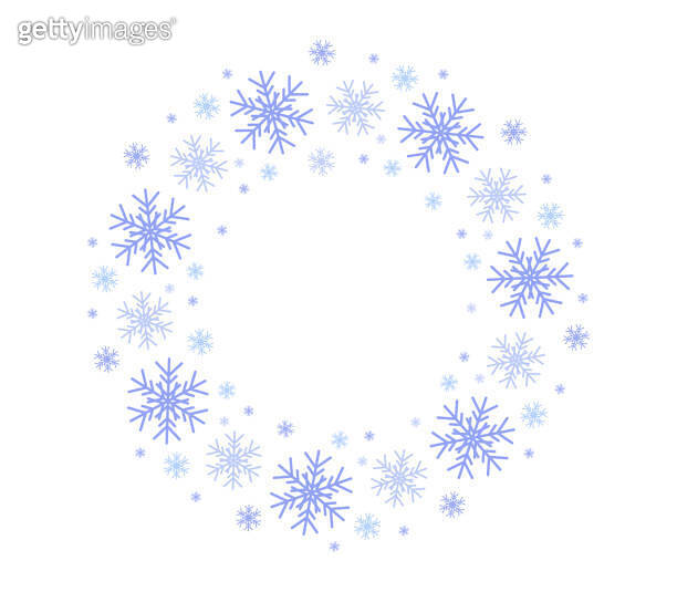 Snowflakes, round frame. Winter, Christmas pattern, delicate decoration ...