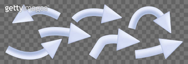 Arrow 3d, path pointer or direction icon. Landmark growth guide or ...