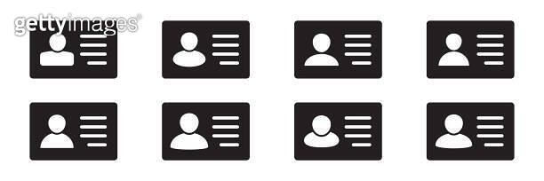 ID Card icon collection. Employee clerk card, driver license ...