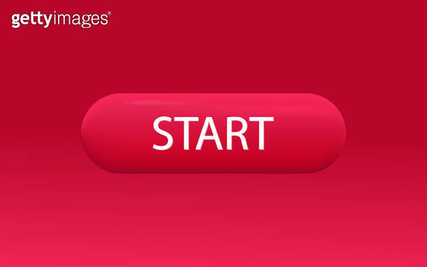 Red start button. Launcher on the interface panel to select an option ...
