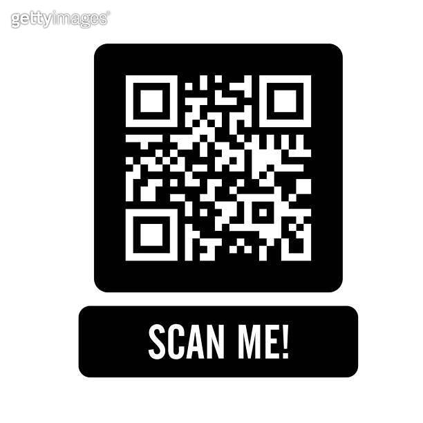 Qr-code scan me icon. Silhouette, black, qr-code scan me button, qr ...