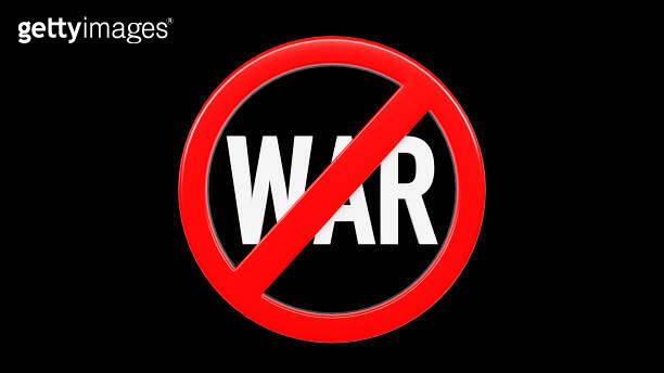 3D rendering of NO WAR message, on color background, stop the war, No ...