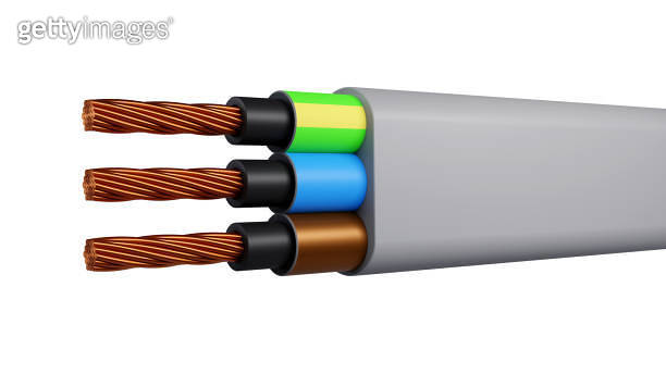 3D rendering of Standard color code for electrical wiring on a white ...