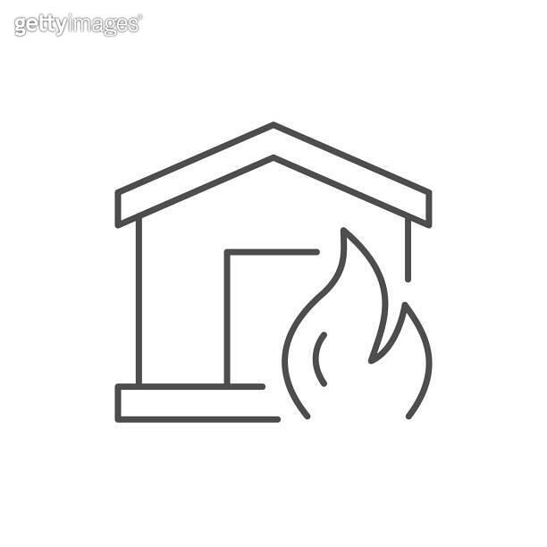 Burning house line outline icon (1798254871) - 게티이미지뱅크