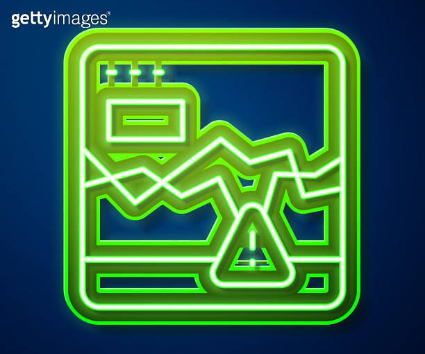 Glowing neon line Website with failure stocks market icon isolated on ...