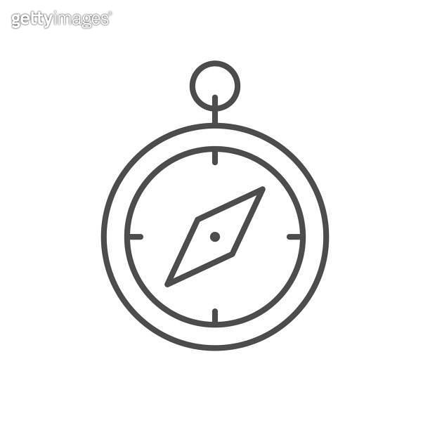 Navigational compass line outline icon 이미지 (1646654795) - 게티이미지뱅크