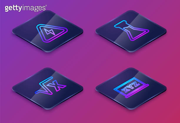 Set Isometric line High voltage, Square root of x glyph, Test tube and ...