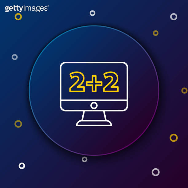 Line Math system of equation solution on computer monitor icon isolated ...