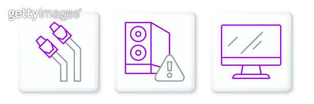 Set line Computer monitor screen, LAN cable network internet and Case ... Set line Computer monitor screen, LAN cable network internet and Case ...