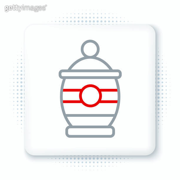 Line Funeral urn icon isolated on white background. Cremation and ...